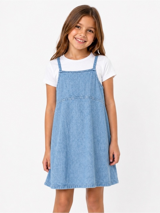 Old Navy | Dresses | 325 Old Navy Light Wash Blue Denim Jumper Dress ...